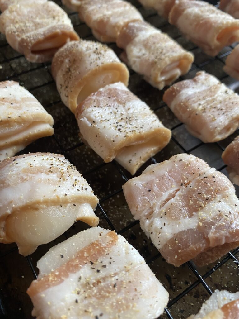 Bacon Wrapped Water Chestnuts with Tangy BBQ Sauce - The Tipsy Housewife