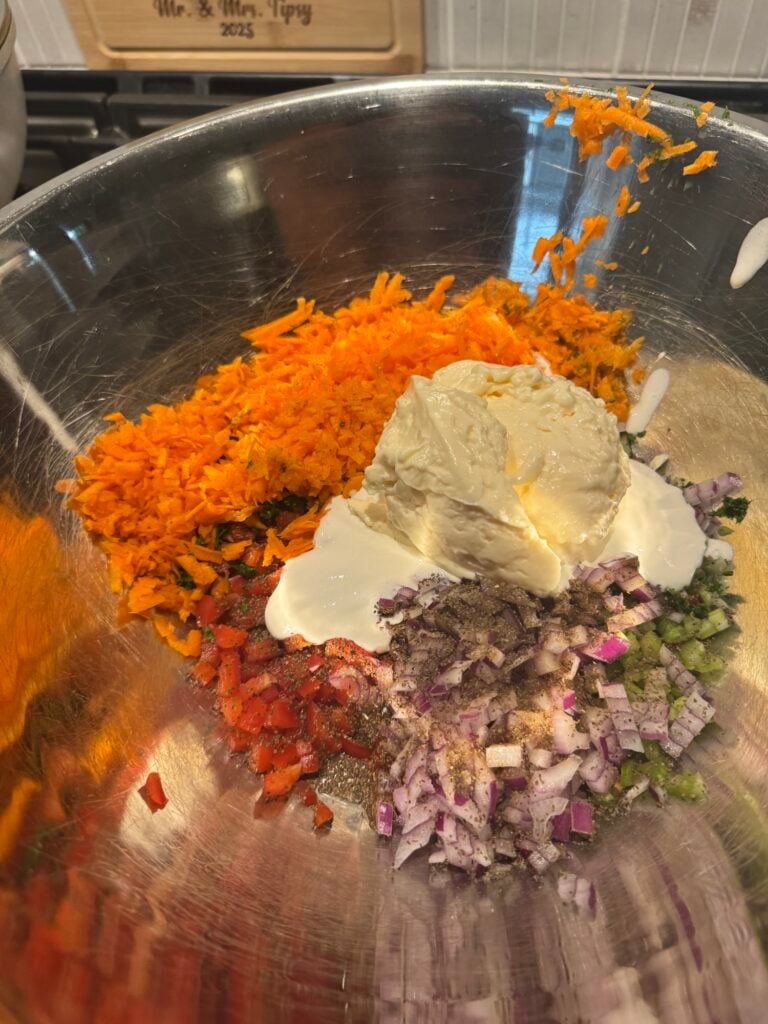 Cheddar Sour Cream Macaroni Salad - The Tipsy Housewife